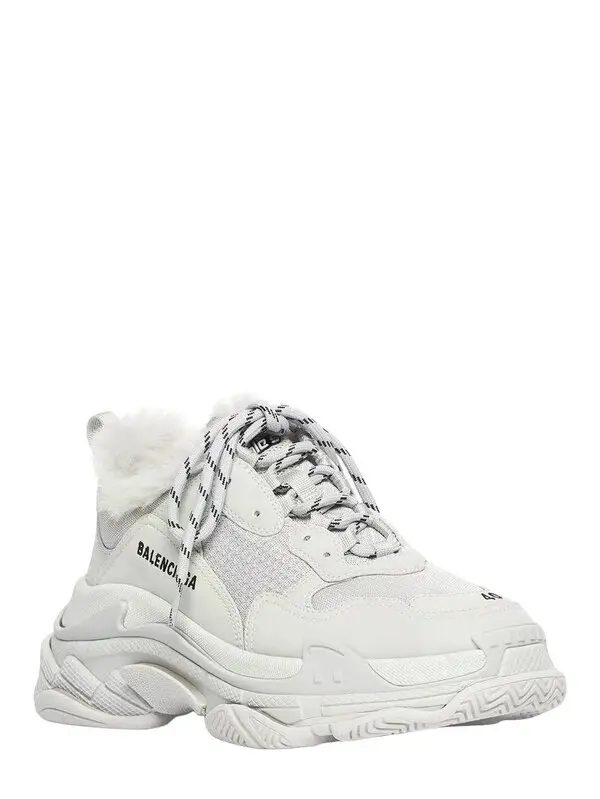 Balenciaga Triple S Faux-fur Sneakers - Grey