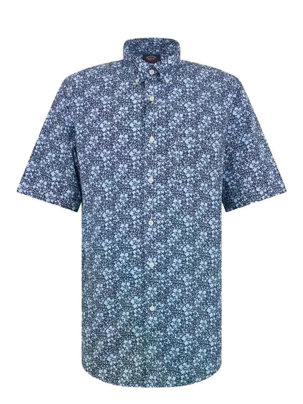 Paul & Shark Floral-print Short-sleeve Shirt - Blue