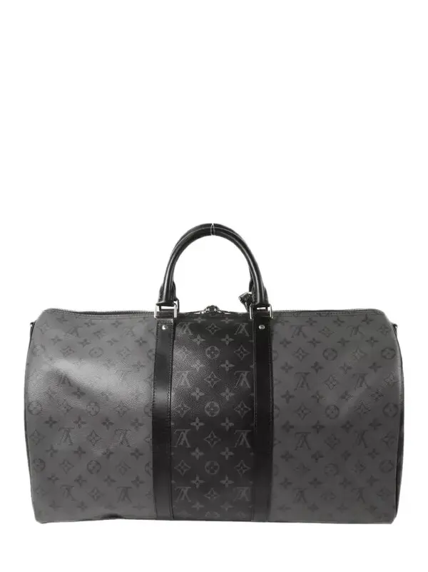 LOUIS VUITTON Keepall Bandouliere 50 Monogram Eclipse Luggage Bag - Grey
