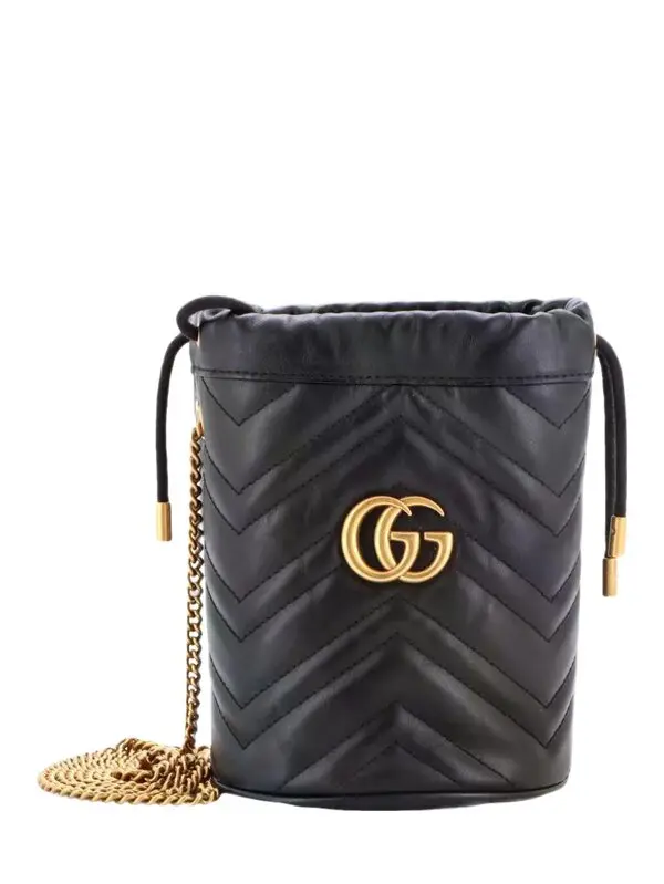 Gucci Gg Marmont Matelassé Leather Mini Bucket Bag - Black