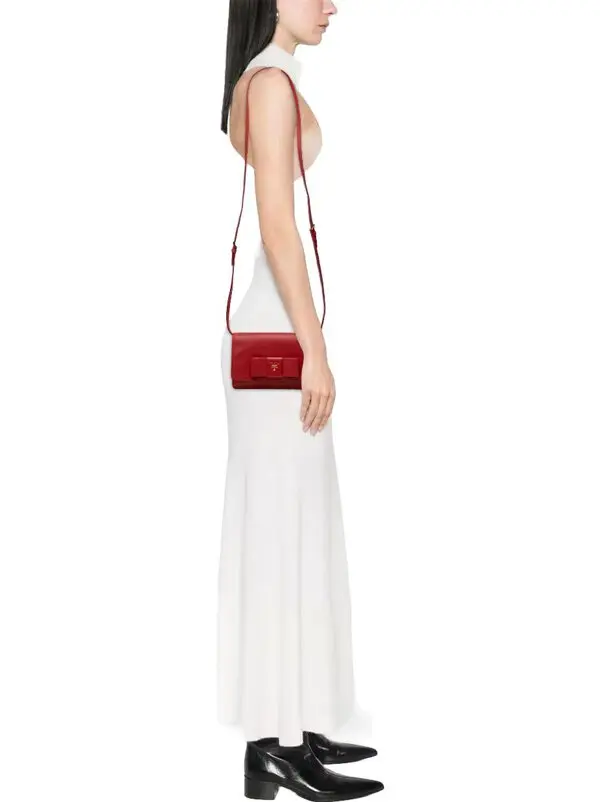Prada Saffiano Leather Wallet On Strap Bag - Red