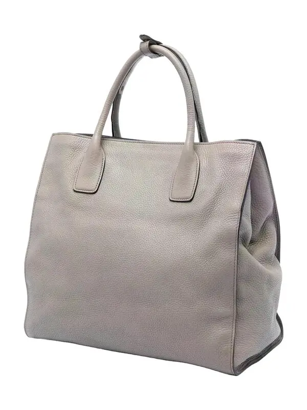 Prada Vitello Daino Convertible Tote Satchel - Grey