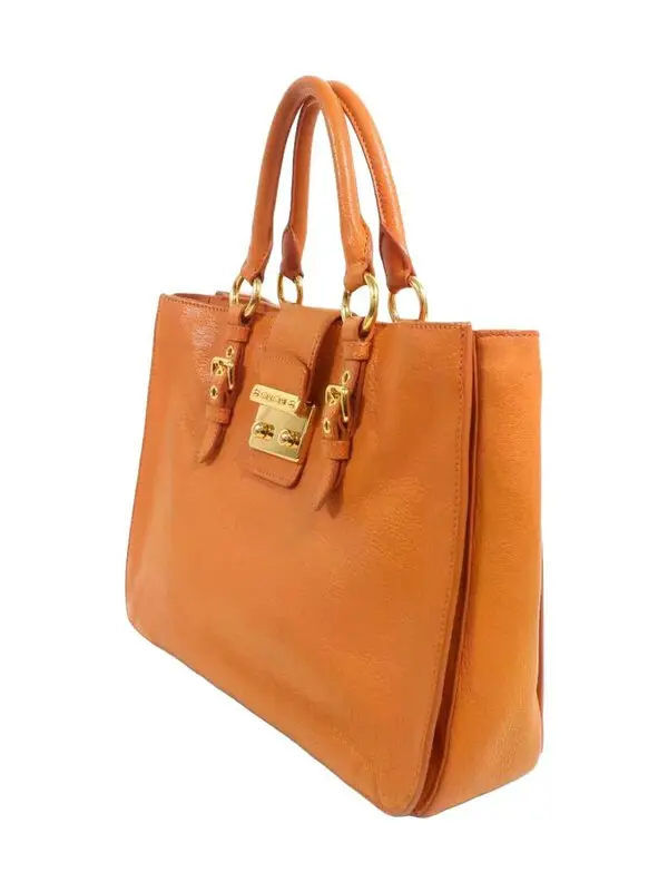 Miu Miu Buckled Leather Shoulder Bag - Orange