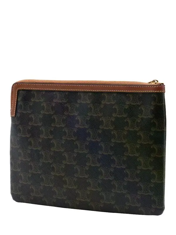 Celine Triomphe Coated Canvas Clutch Bag - Brown
