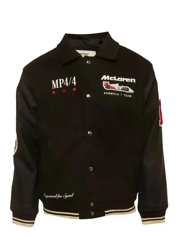 Abercrombie Mclaren Embroidered Bomber Jacket - Black