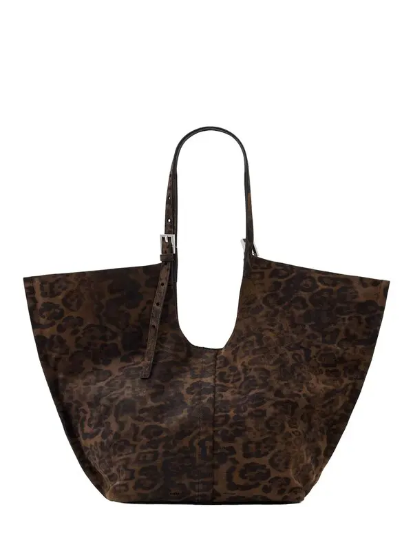 ALLSAINTS Suede Leopard Print Tote Bag - Brown