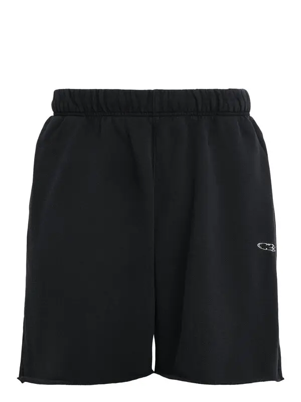 COLE BUXTON Cotton Jersey Sweatshorts With Raw Edge Hem - Black