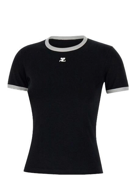 COURREGES Contrast Trim Logo T-shirt - No