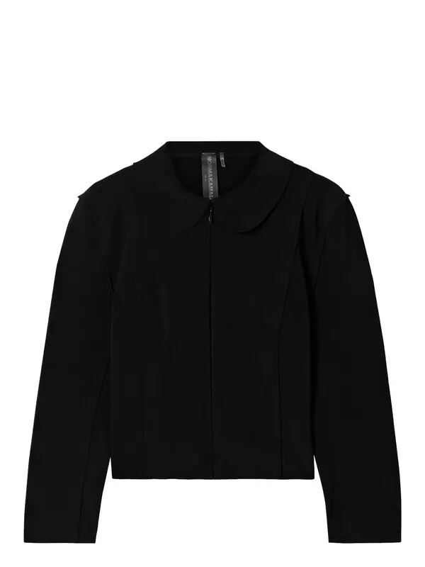 Norma Kamali Peter Pan Collar Cropped Jacket - Black