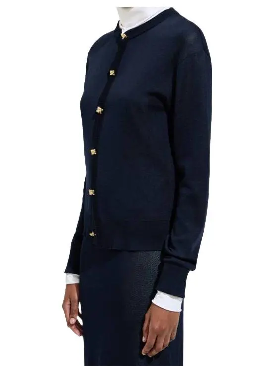 Bottega Veneta Silk Double Knit Cardigan - Black