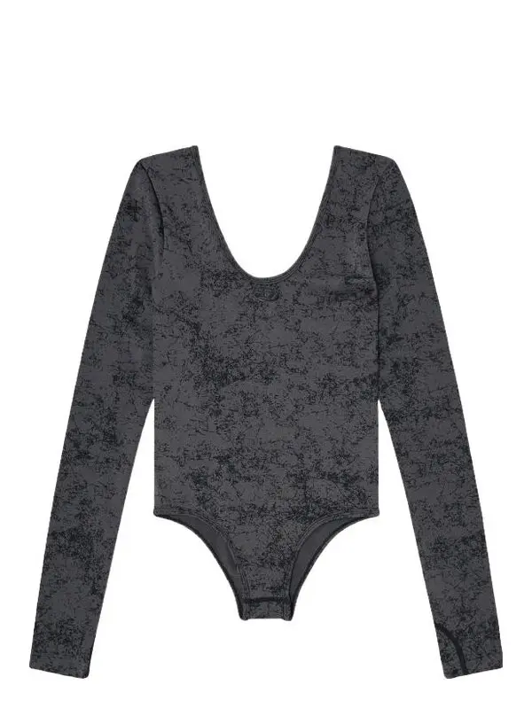 DIESEL® Open-back Utilitarian Print Bodysuit - Black