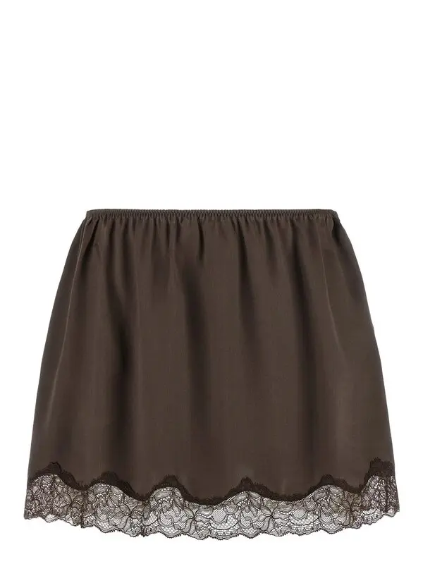 Magda Butrym Lace Trim Mini Skirt - Brown