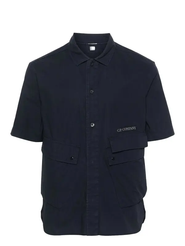 C.P. COMPANY Embroidered-logo Cotton Shirt - Black