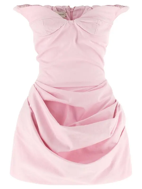 Magda Butrym Off-the-shoulder Bustier Denim Dress - Pink