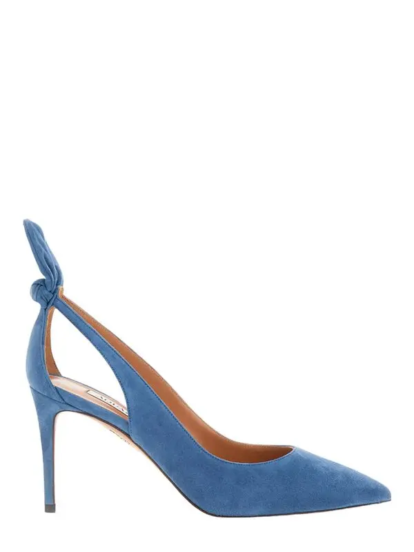 AQUAZZURA Bow Tie Pointed-toe Pumps - Blue