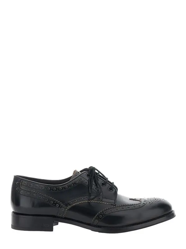 LIDFORT Leather Lace-up Derby Shoes - Black