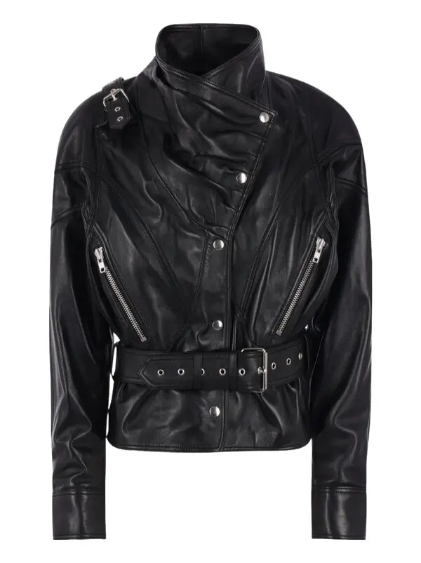 Vaquera Belted Leather Jacket - Black