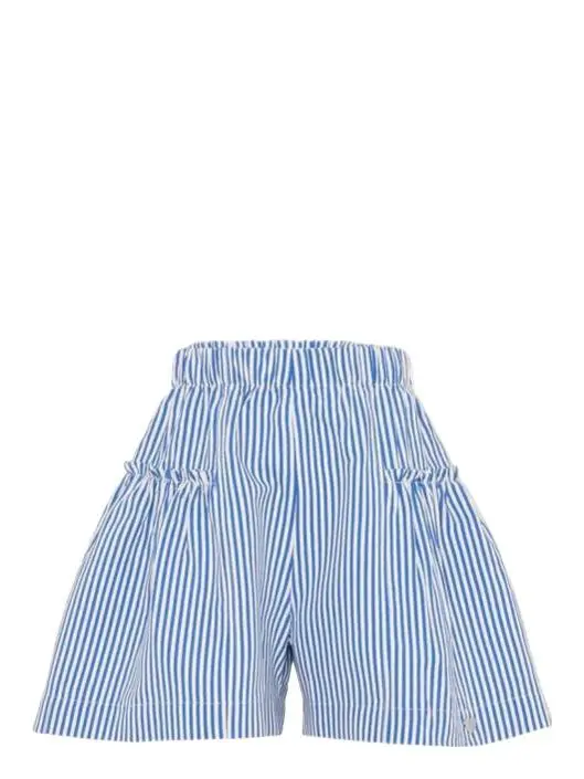 Monnalisa Elastic Waist Striped Shorts - Blue
