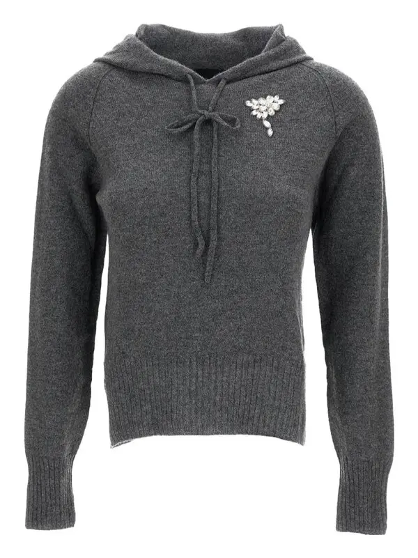 Simone Rocha Knitted Hoodie With Embellishment - Black