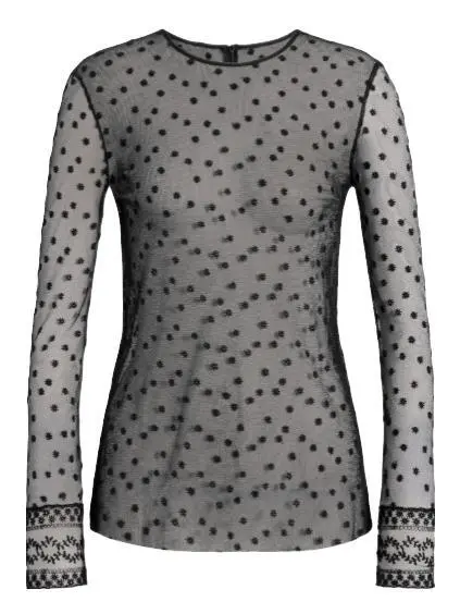 Alberta Ferretti Embroidered Lace High-neck Shirt - Black