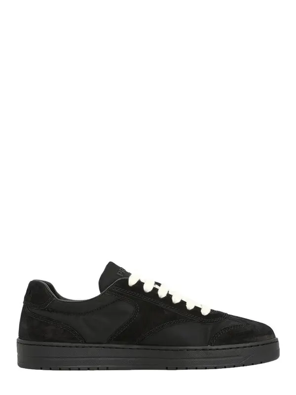 Prada Lace Up Round Toe Sneakers - Black