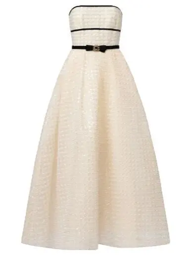 Elie Saab Embellished Belted Gown - Nude