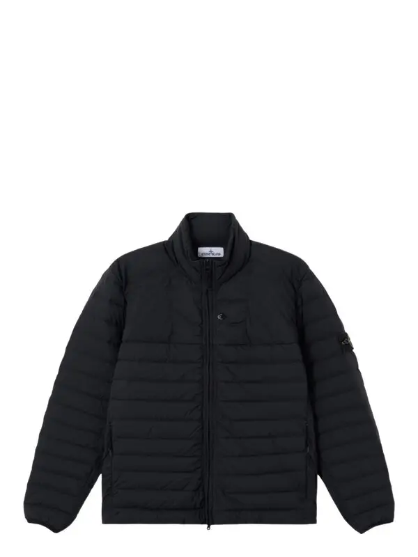 Stone Island Stand Collar Padded Down Jacket With Anti-drop Finish - Black