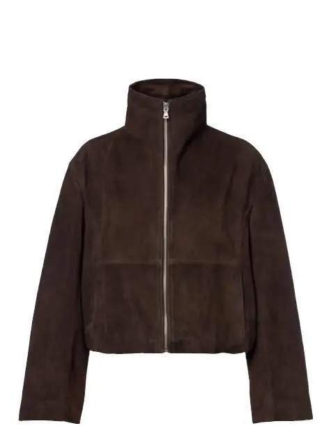 Nour Hammour Etienne Suede Zip-up Jacket - Black