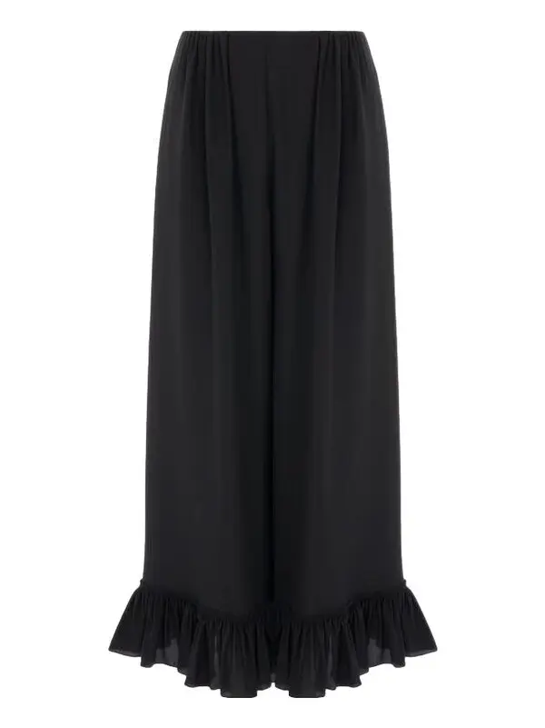 Chloé Ruffled Cuff Wide Leg Pants - Black