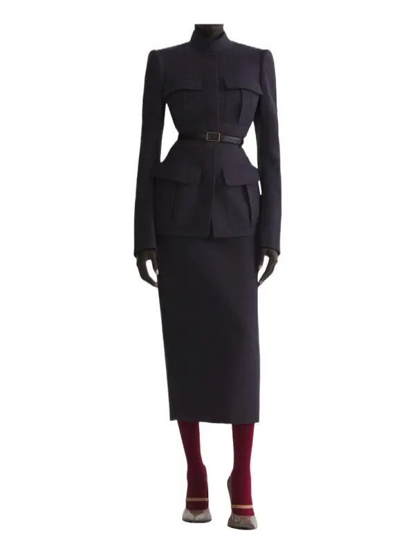 MUGLER Midi Pencil Skirt - Black