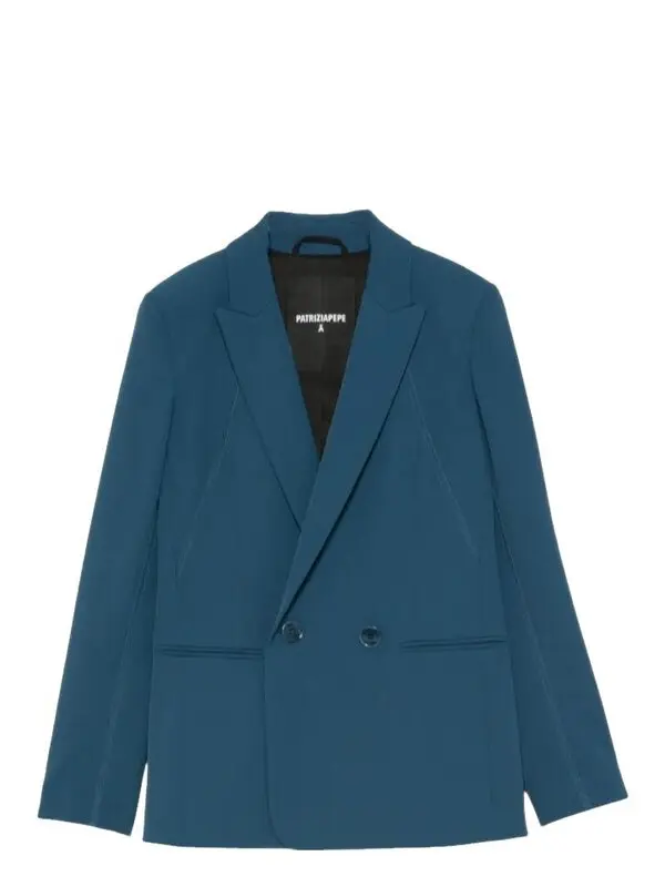 Patrizia Pepe Double-breasted Jacket With Notched Lapels - Blue