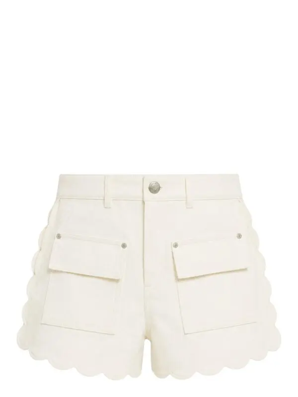 Farm Rio Scalloped-edge Cargo Shorts - White