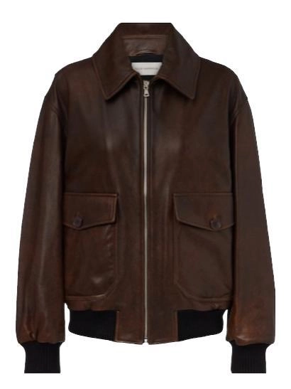 Nour Hammour Anton Leather Blouson Jacket - Brown