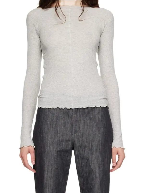BASERANGE Long-sleeved T-shirt With Ruffle Details - Grey