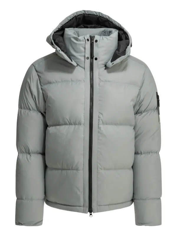 Stone Island Short Down Jacket With Insulated Hood - Gray