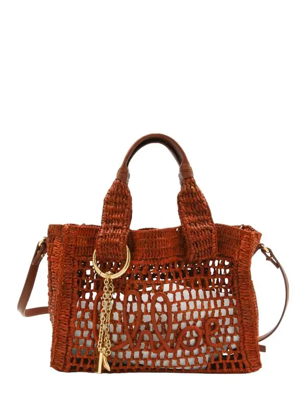 Chloé Small Woven Shoulder Bag With Gold Tone Hardware - Brown