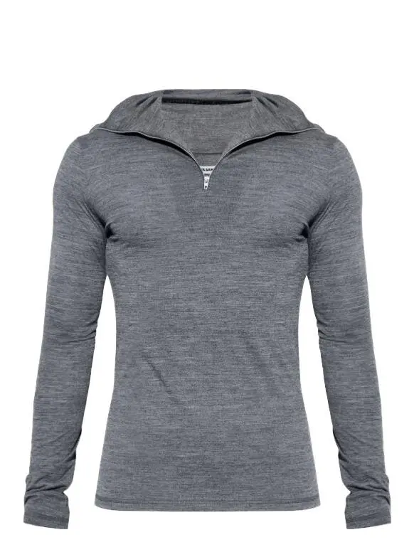 JIL SANDER Half-zip Turtleneck Knitted Sweater - Gray