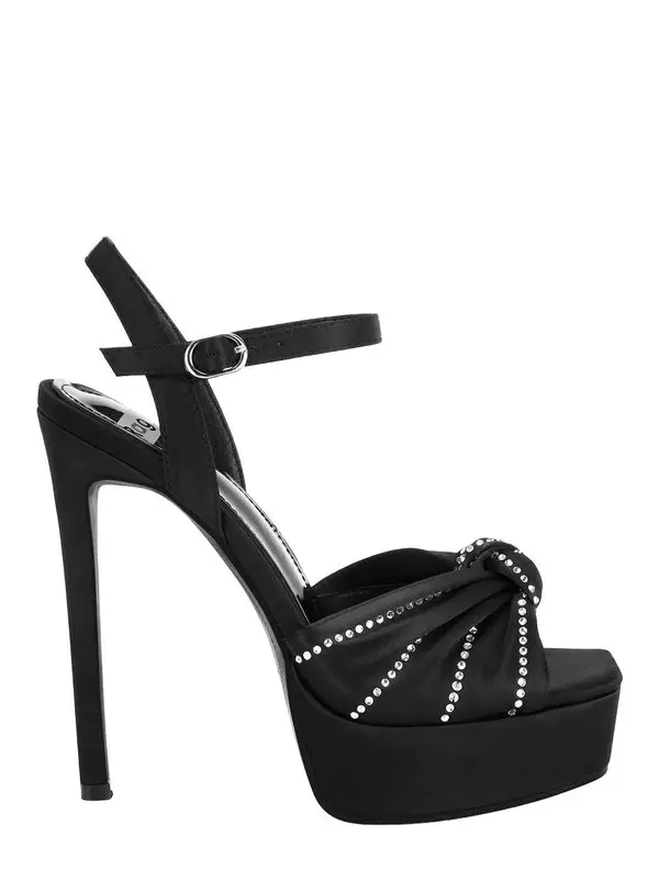 RAG & CO Margala Knotted Rhinestone Embellished Stiletto Sandals - Black