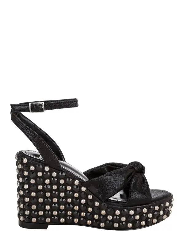RAG & CO Embellished Wedge Heel Sandals - Black