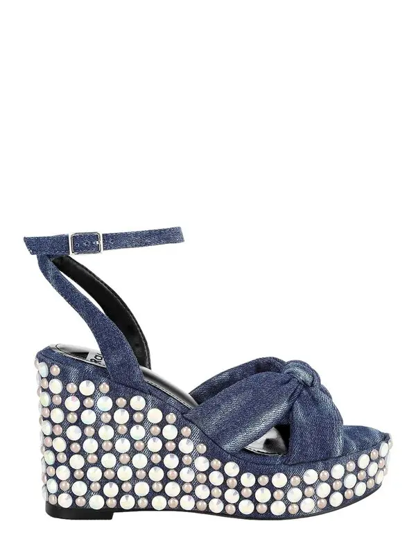 RAG & CO Embellished Wedge Heel Sandals - Blue