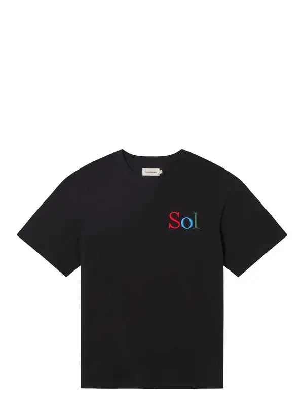 THINKING MU Embroidered Sol Type Aaron Tshirt - Black