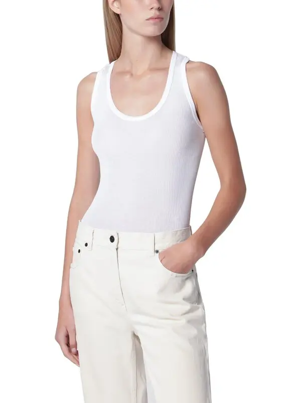 THE ROW Cendrea Ribbed Cotton Jersey Tank Top - White