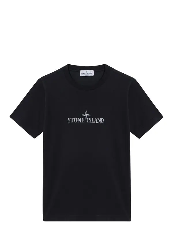 Stone Island Cotton T-shirt With Logo Print - Black