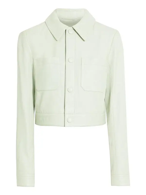 FRAME Cropped Leather Jacket - Mint