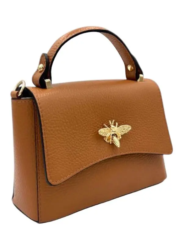 FRANCHETTI BOND Bee Motif Handbag In Italian Leather - Brown