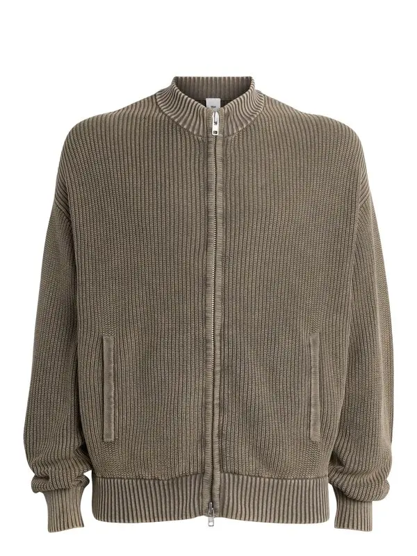 WON HUNDRED Bradley Heavyweight Cotton High-neck Zip-up Cardigan - Grey