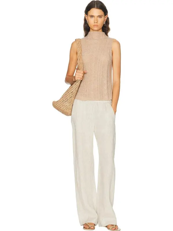 Sablyn Sleeveless Cable Turtleneck Sweater - Dune