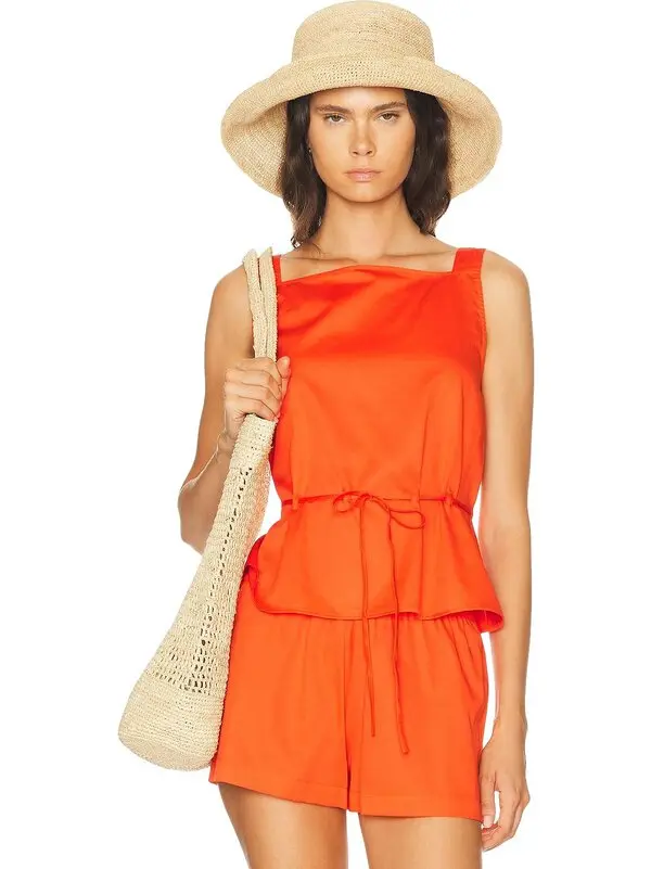 LESET Yoko Drawstring Tank Top - Feu