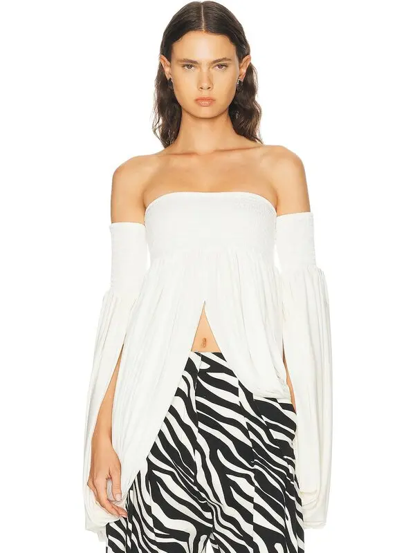 Coperni Draped Off-the-shoulder Top - White
