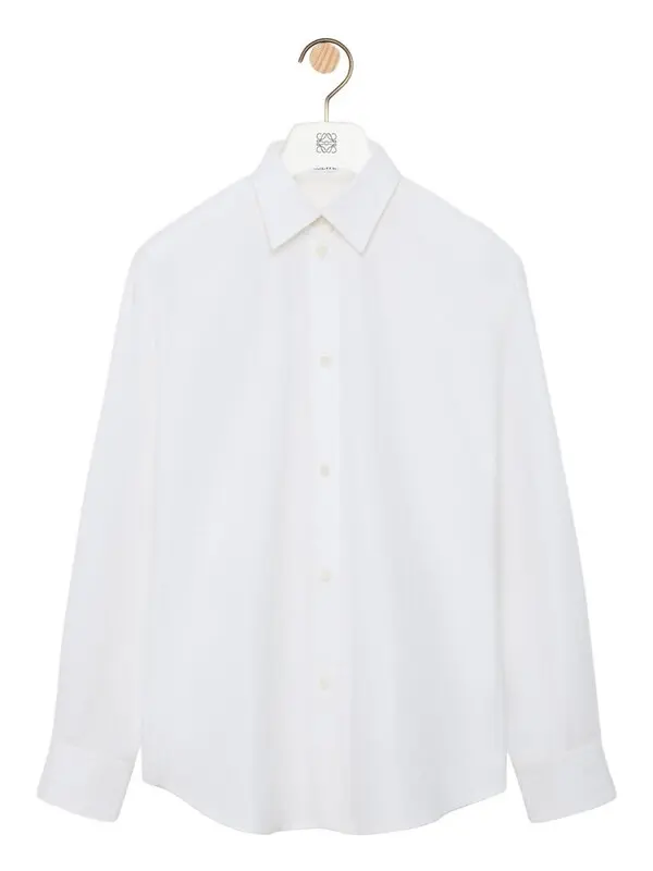 Loewe Cotton Shirt With Double L Embroidery - White